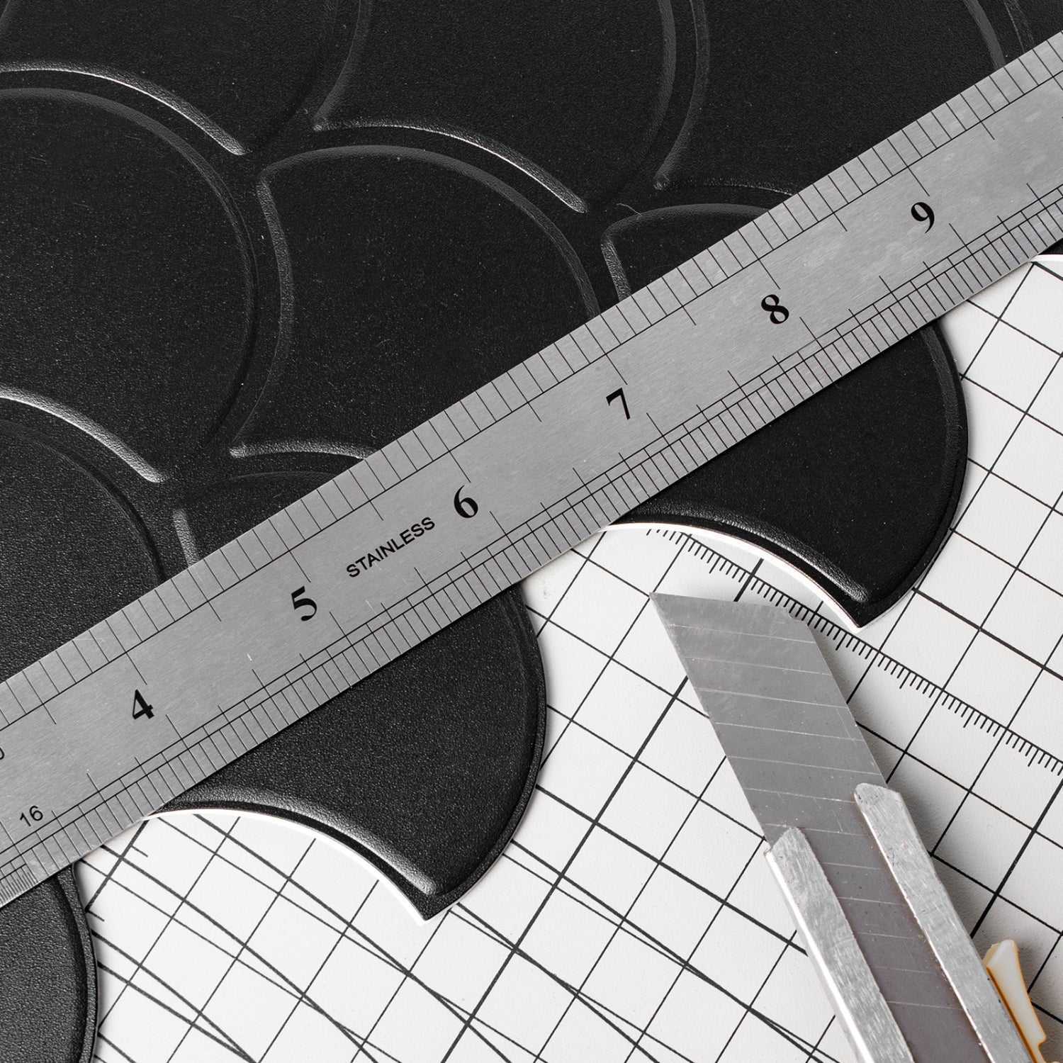 60cm Metal Edge Ruler | 24 inch | Stainless Steel | Peel & Stick Hub